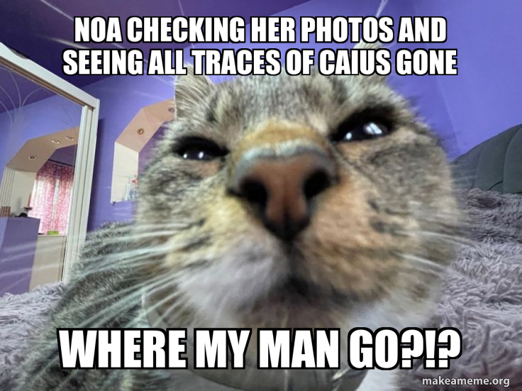 Noa checking her photos and seeing all traces of Caius gone Where my ...