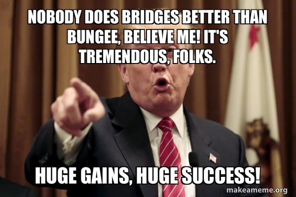 Nobody does bridges better than Bungee, believe me! It's tremendous ...