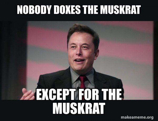 Nobody DOxes the muskrat Except for the muskrat - Elon Musk Meme Generator