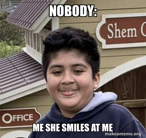 Nobody: Me she smiles at me Meme Generator
