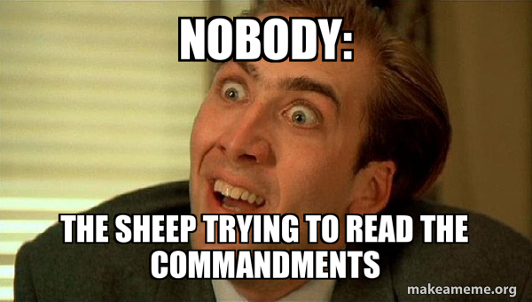 Nobody: The Sheep Trying To Read The Commandments - Sarcastic Nicholas ...