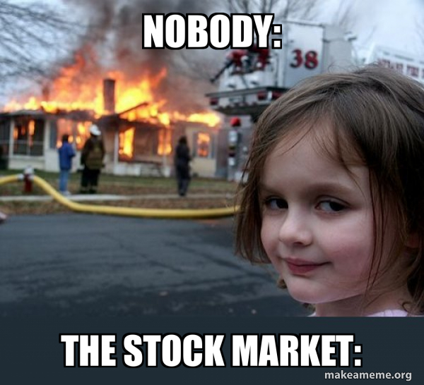 Nobody: The stock market: - Disaster Girl Meme Generator