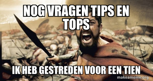 nog vragen tips en tops ik heb gestreden voor een tien - The 300 Meme ...