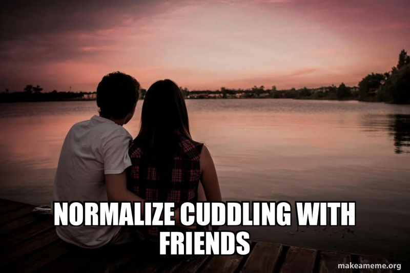 Normalize cuddling with friends Meme Generator