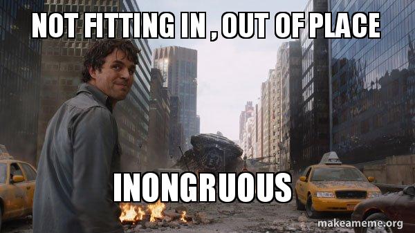 Not fitting in , out of place Inongruous - That's My Secret Meme Generator