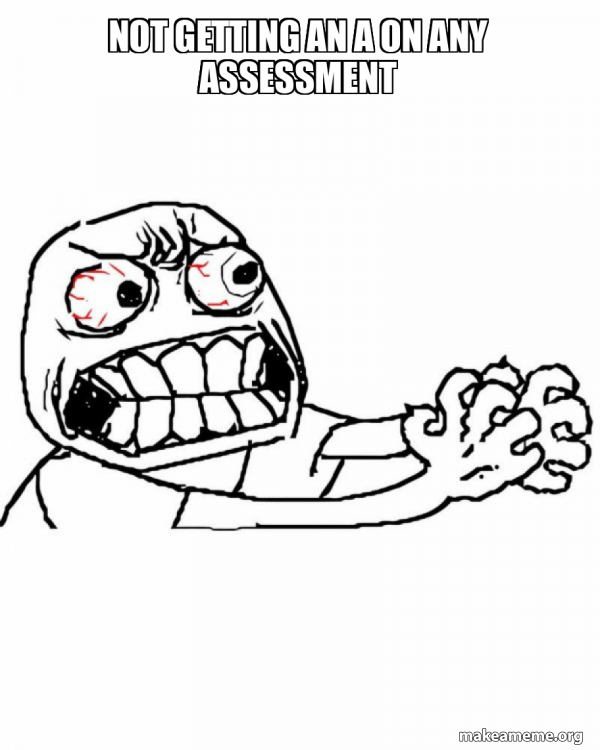Not getting an A on any assessment - Angry Meme Generator