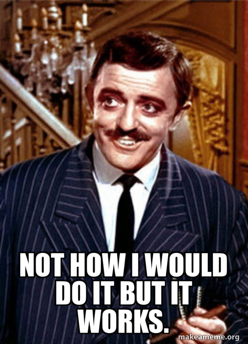 Not how I would do it but it works. Meme Generator