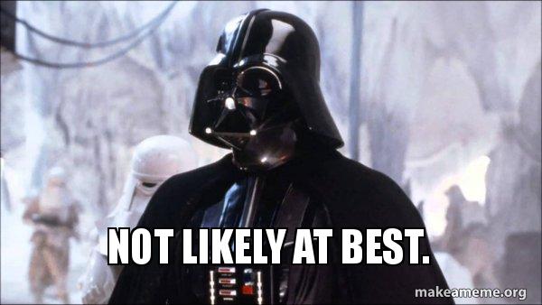 Not likely at best. - Darth Vader Meme Generator