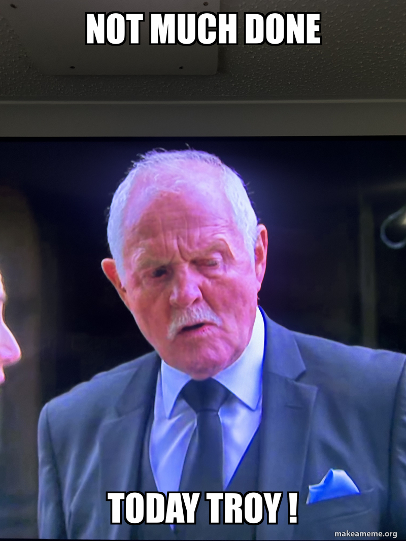 Not much done today Troy ! Meme Generator