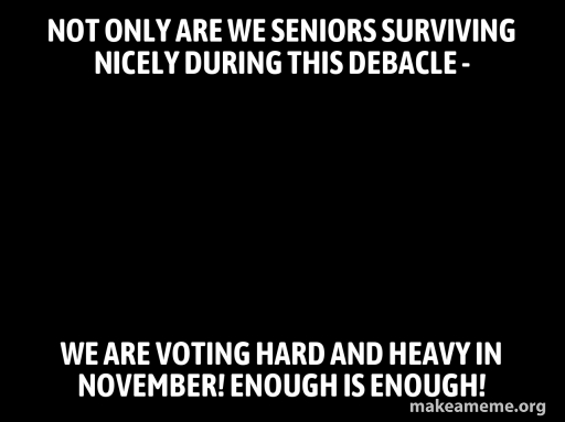 not only are we seniors surviving nicely during this debacle - we are ...