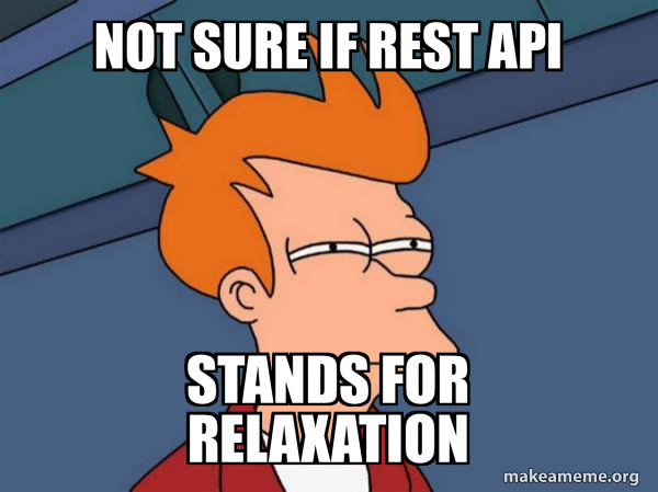 NOT SURE IF REST API STANDS FOR RELAXATION - Futurama Fry Meme Generator