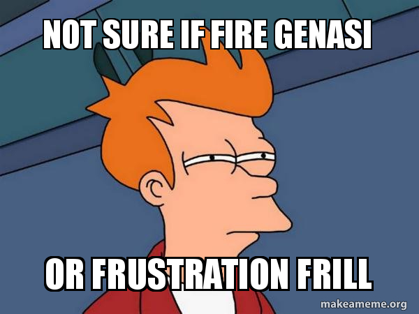 Not sure if fire genasi or frustration frill - Futurama Fry Meme Generator