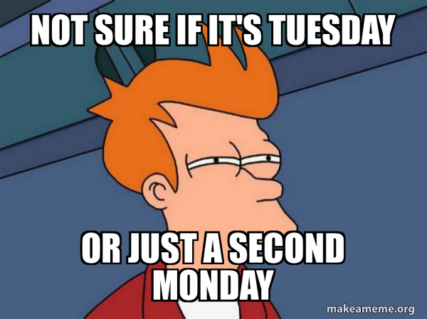 Not sure if it's Tuesday Or just a Second Monday - Futurama Fry Meme ...