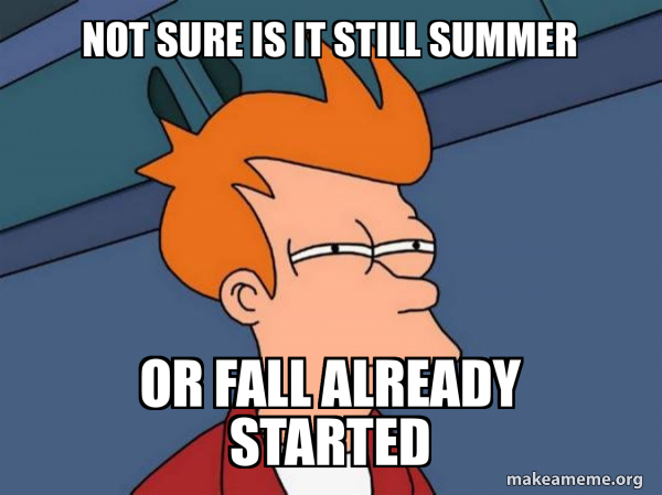 Not sure is it still summer Or fall already started - Futurama Fry Meme ...