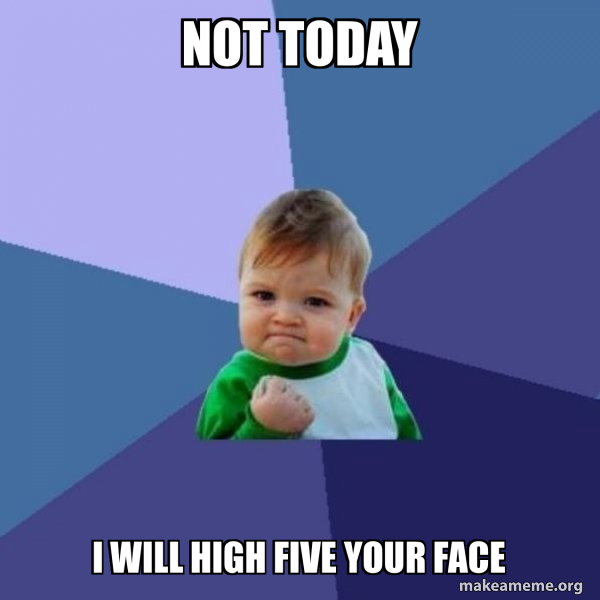 Not Today I Will High Five Your Face - Success Kid Meme Generator