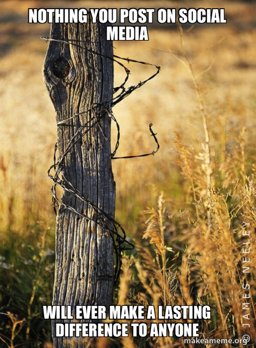 nothing you post on social media will ever make a lasting difference to ...