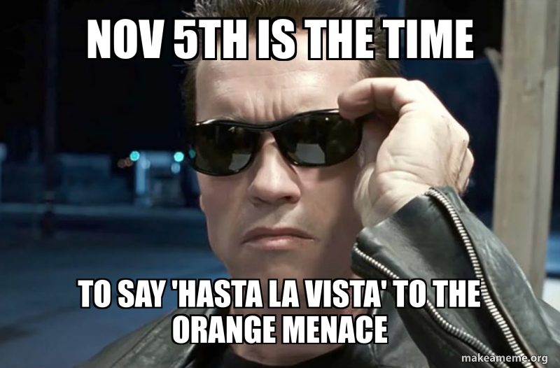 Nov 5th is the time to say 'hasta la vista' to the orange menace Meme ...