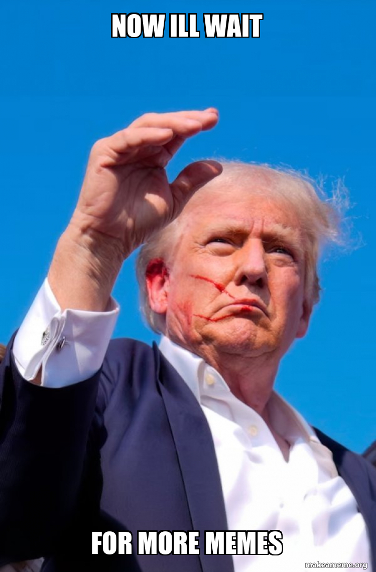 now ill wait for more memes - Trump Shot Meme Generator