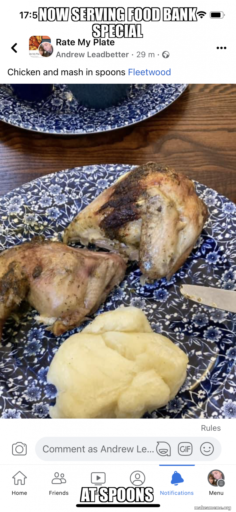 Now serving food bank special At spoons Meme Generator