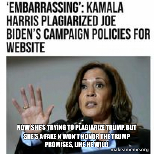now she's trying to plagiarize trump, but she's a fake n won't honor ...