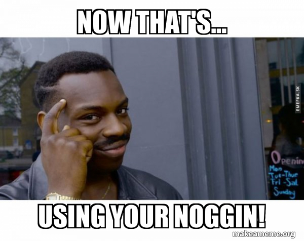 Now that's... Using your noggin! - Roll Safe Black Guy Pointing at His ...