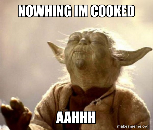 Nowhing im cooked Aahhh - Yoda Smell Meme Generator