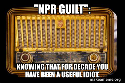 "NPR Guilt": Knowing that for decade you have been a useful idiot. Meme ...