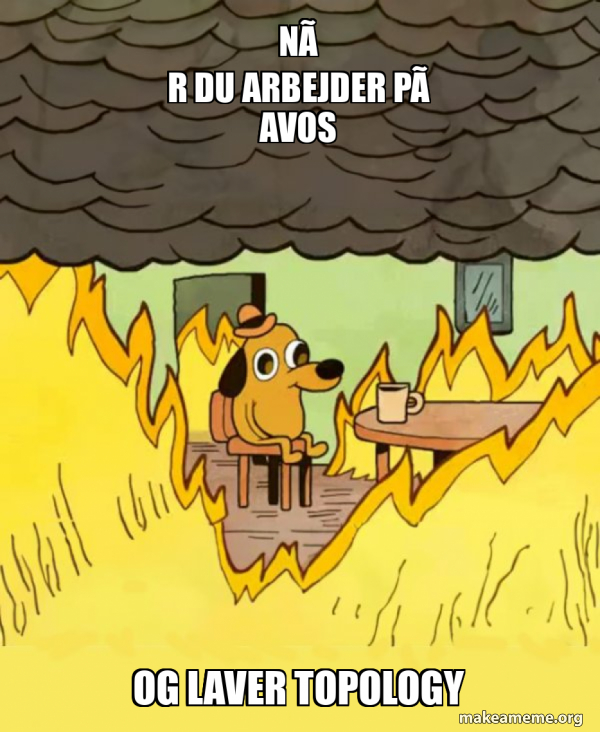 Når du arbejder på avos Og laver topology - This Is Fine Meme Generator