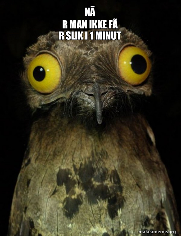 når man ikke får slik i 1 minut - Weird Stuff I do Potoo Meme Generator