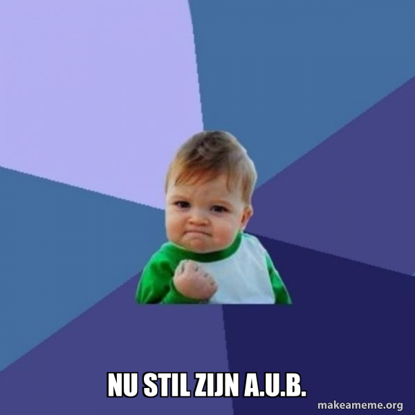 nu stil zijn a.u.b. - Success Kid Meme Generator