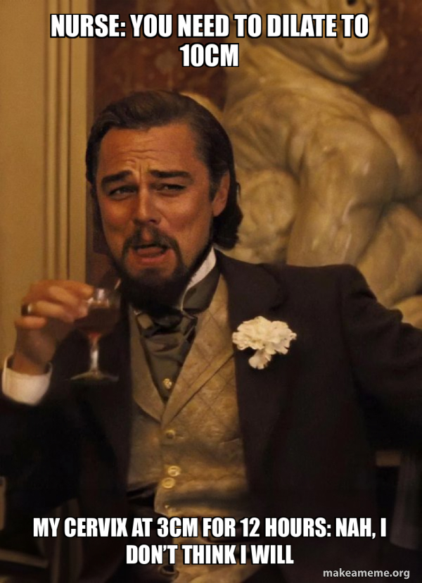Nurse: You need to dilate to 10cm My cervix at 3cm for 12 hours: Nah, I ...