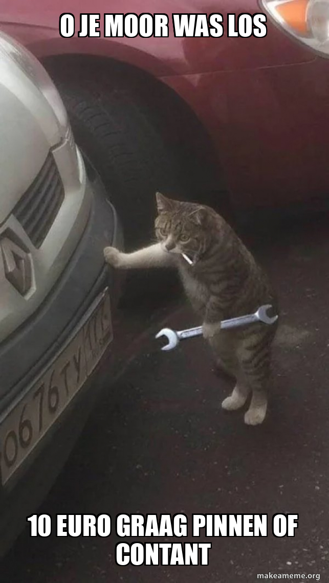 O je moor was los 10 euro graag pinnen of contant - Mechanic Cat Meme ...