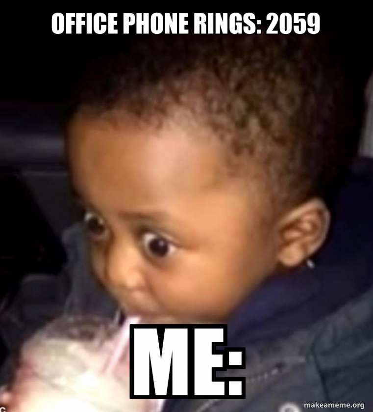 Office phone rings: 2059 Me: Meme Generator