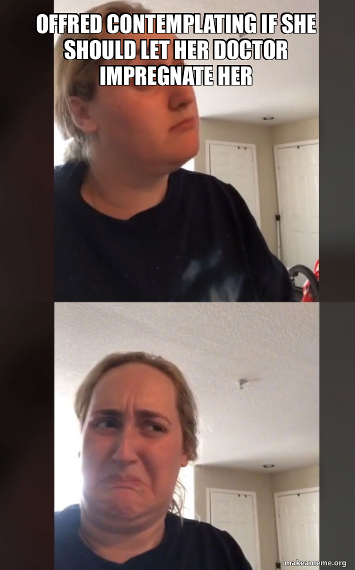 Offred contemplating if she should let her doctor impregnate her ...