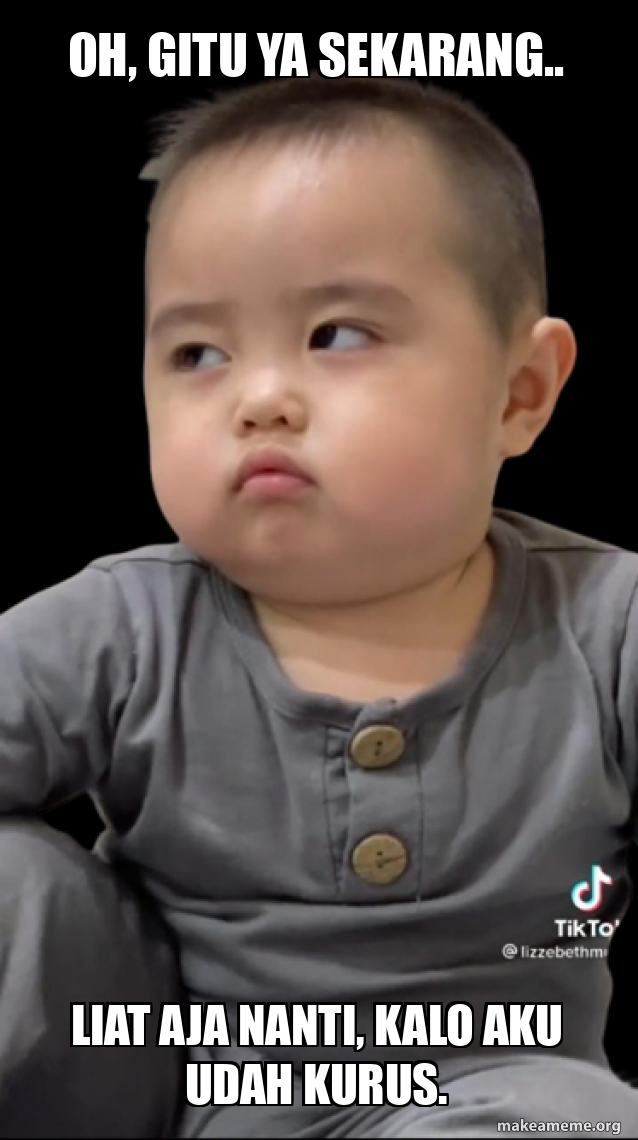 Oh, gitu ya sekarang.. Liat aja nanti, kalo aku udah kurus. Meme Generator