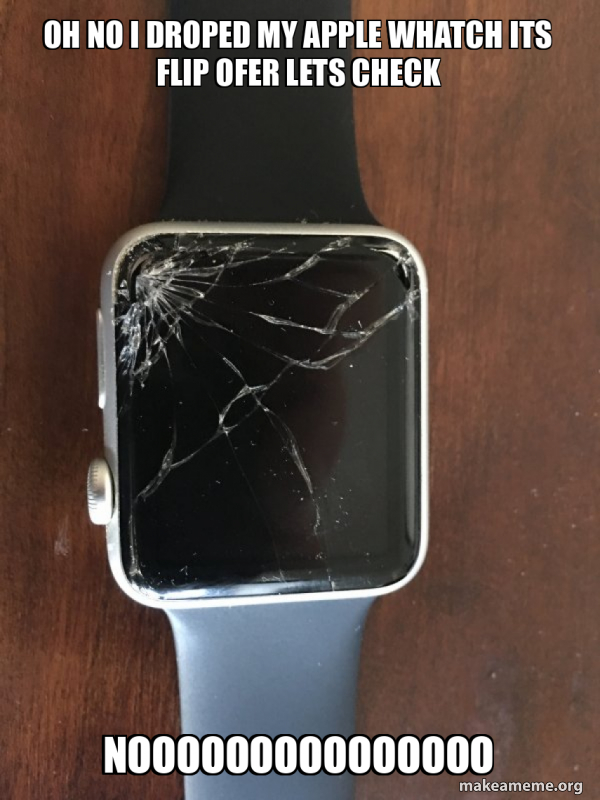 oh no I droped my apple whatch its flip ofer lets check ...