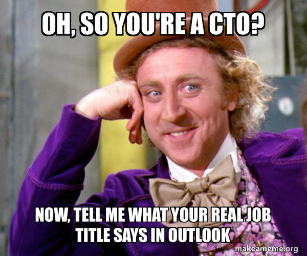 OH, so you're a cto? Now, tell me what your real job title says in ...