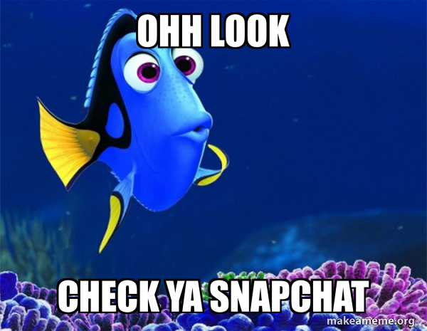Ohh look Check ya Snapchat - Dory from Nemo (5 second memory) Meme ...