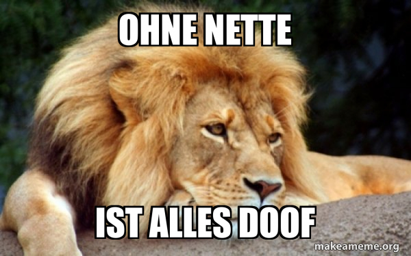 Ohne nette Ist alles doof - Confession Lion Meme Generator
