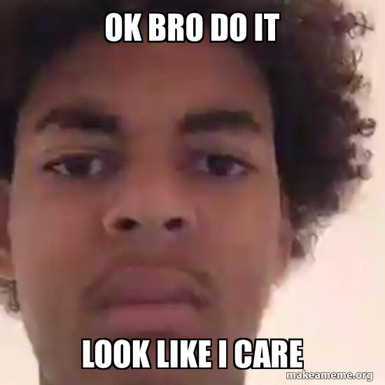 Ok bro do IT Look like i care Meme Generator