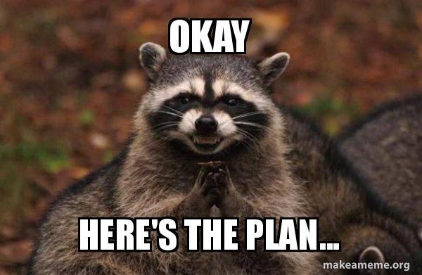 Okay here's the plan... - Evil Plotting Raccoon Meme Generator