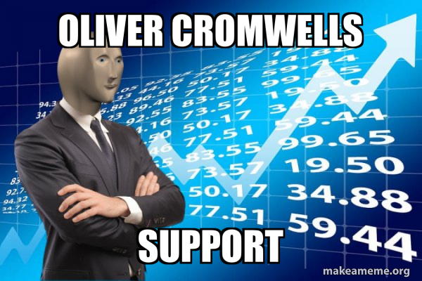 Oliver Cromwells support - Stonks Only Go Up Meme Generator