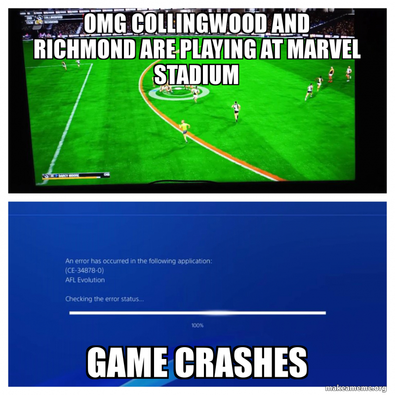 Omg Collingwood and Richmond are playing at Marvel Stadium Game crashes ...