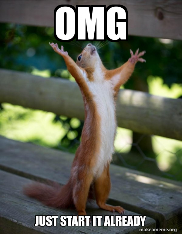 OMG Just START IT already - Happy Squirrel Meme Generator
