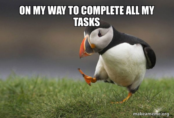 on my way to complete all my tasks - Unpopular Opinion Puffin Meme ...