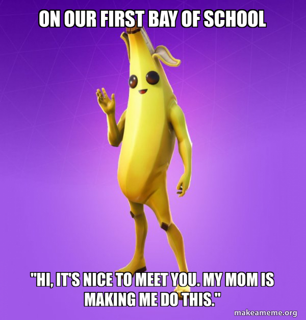 on our first bay of school "Hi, it's nice to meet you. my mom is making ...
