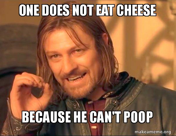 One does not eat cheese Because he can't poop - One Does Not Simply ...