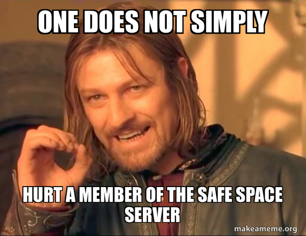 One does not simply Hurt a member of the safe space server - One Does ...