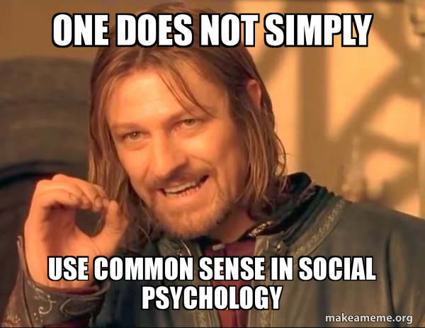 One does not simply use common sense in Social Psychology - One Does ...