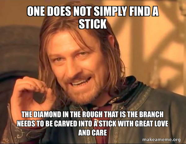 One does not simply find a stick The diamond in the rough that is the ...